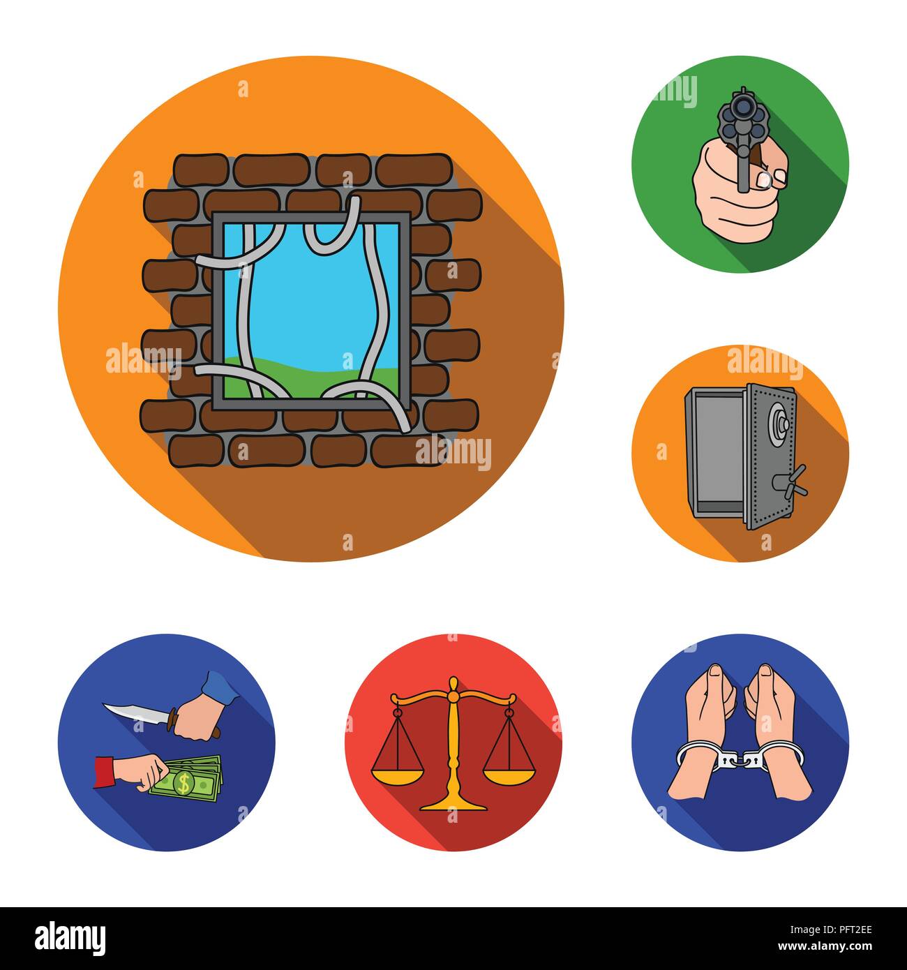 Crime and Punishment flat icons in set collection for design.Criminal ...