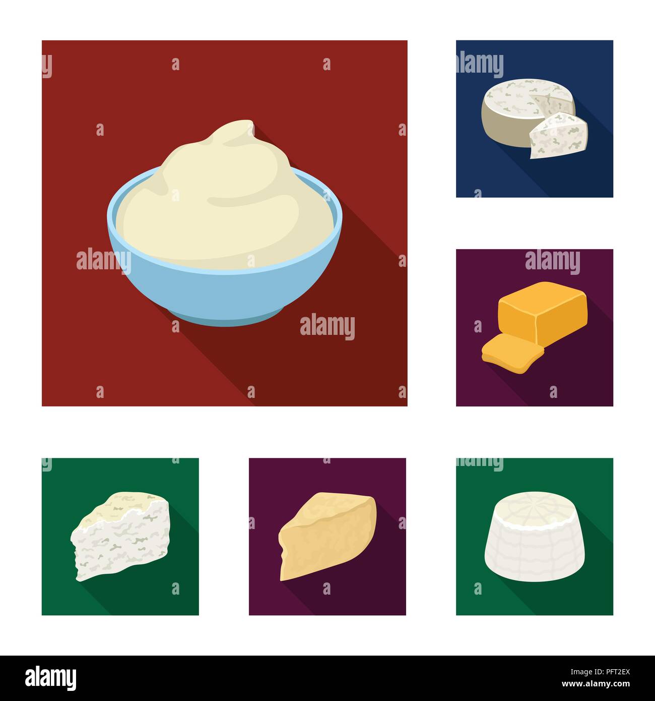 Different kind of cheese flat icons in set collection for design.Milk ...