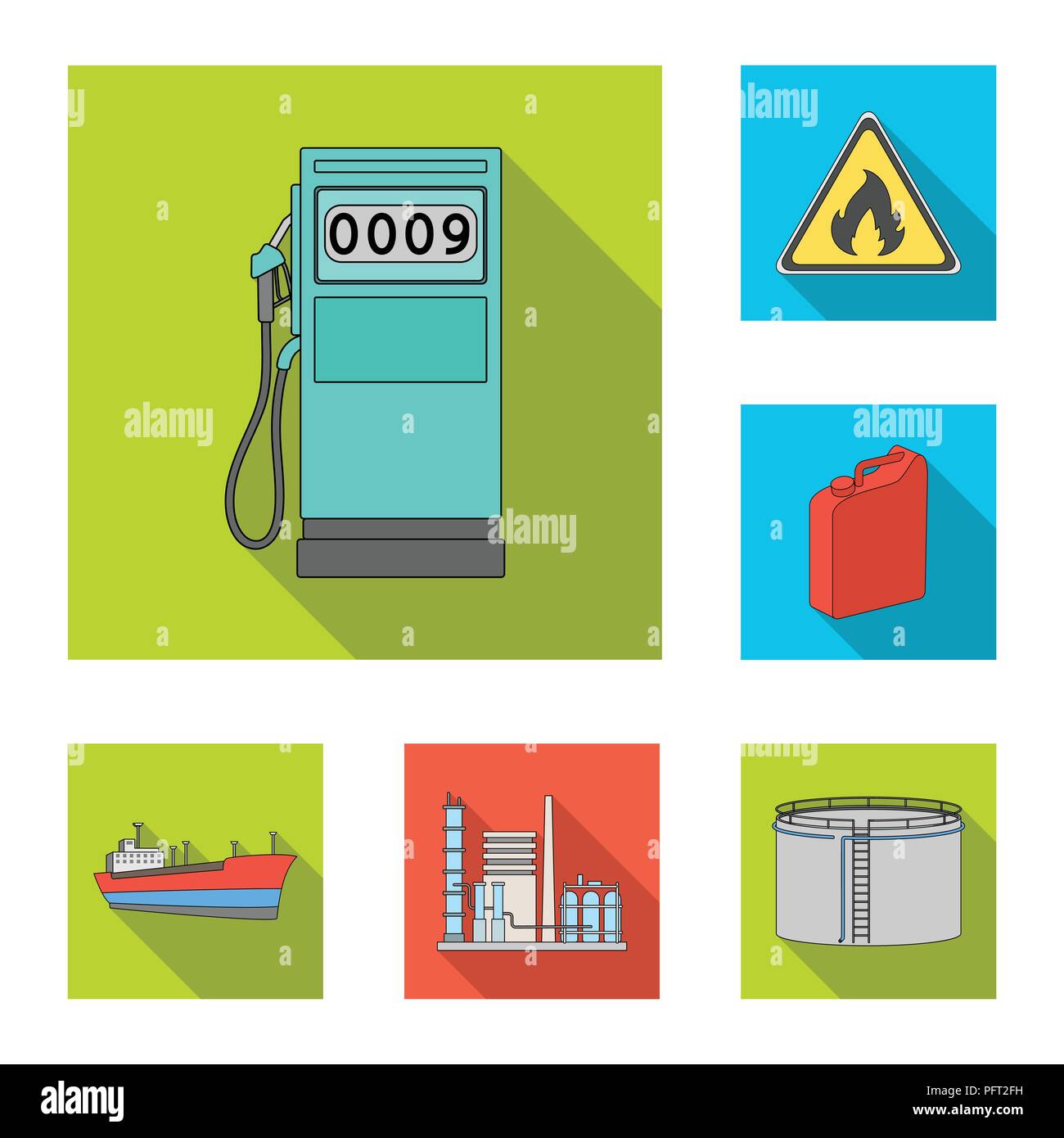 Oil industry flat icons in set collection for design. Equipment and oil ...