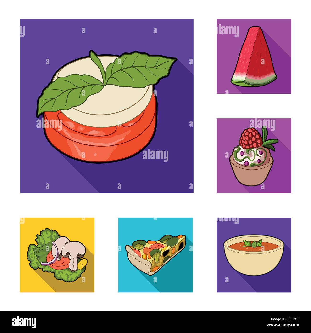 Vegetarian dish flat icons in set collection for design.Vegetable and ...