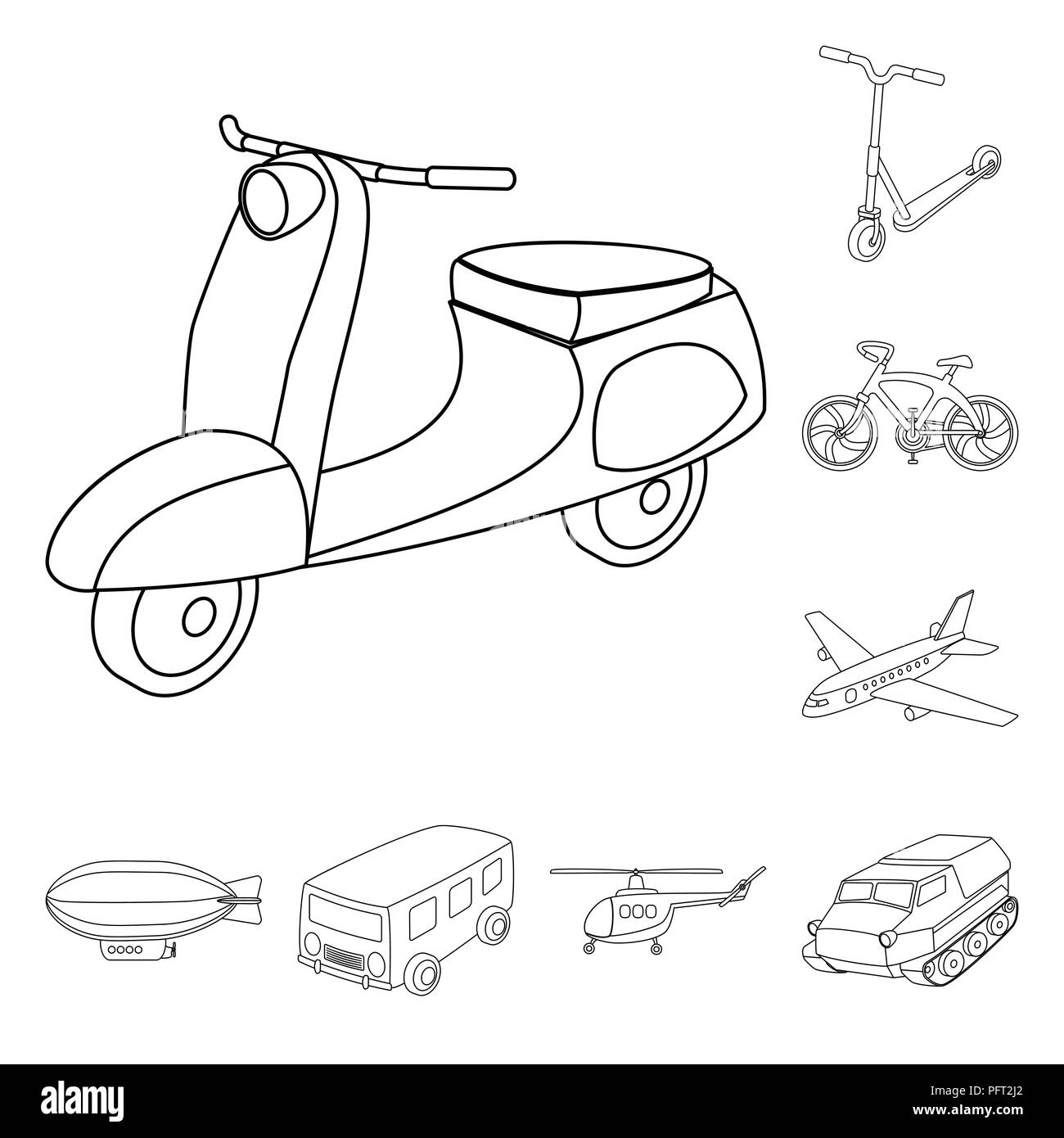 Different types of transport outline icons in set collection for design ...