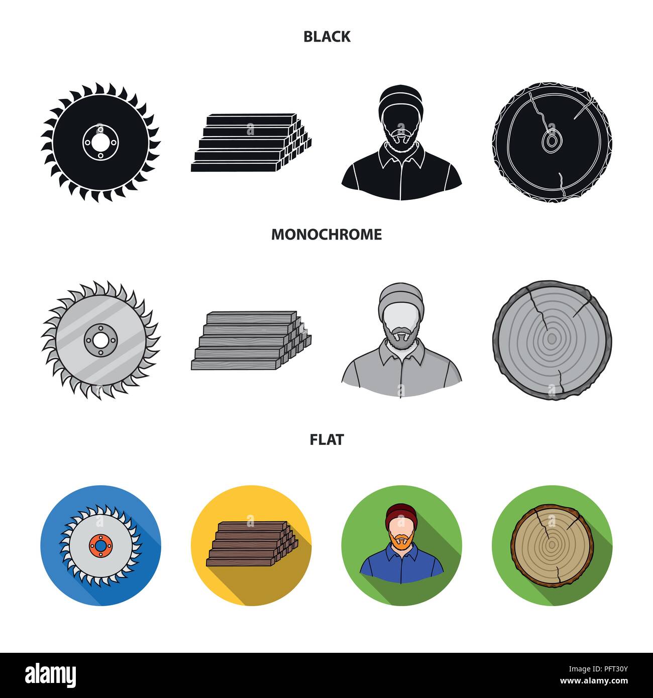 Circular saw, a working carpenter, a stack of logs. A sawmill and ...