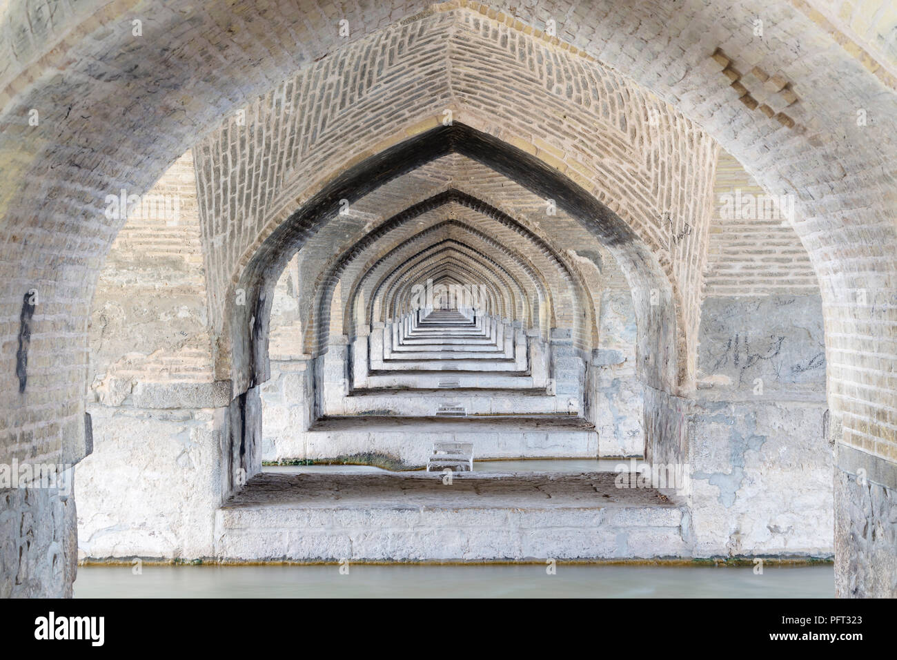 Arches of Pol-e Si-o-Seh bridge, or Si-o-Seh bridge, Esfahan, Iran ...