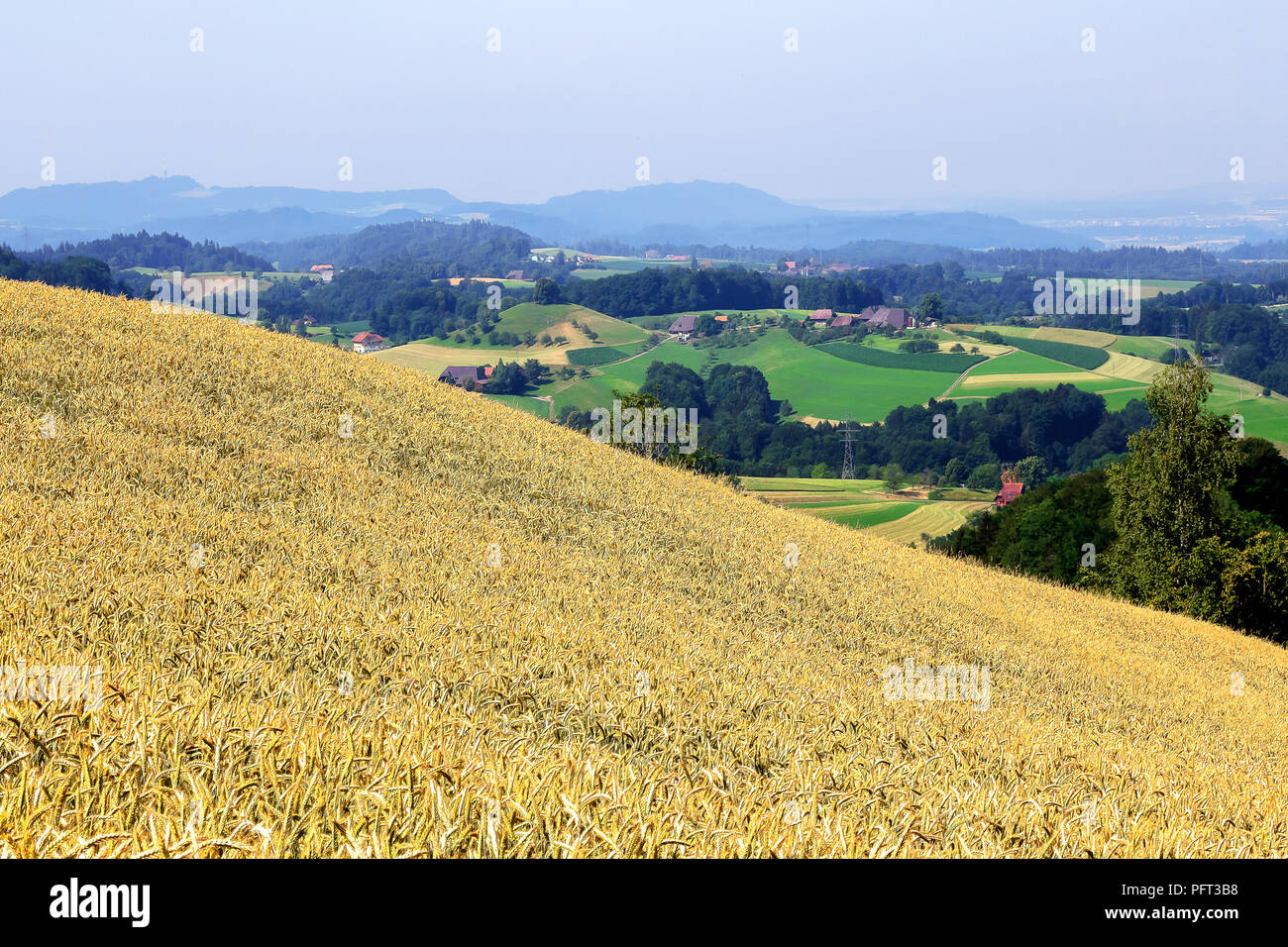 Panoramic view of Emmental valley landscape in (famous for cheese ...