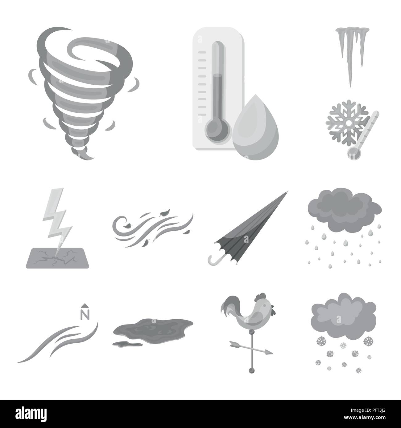 Different weather monochrome icons in set collection for design.Signs ...