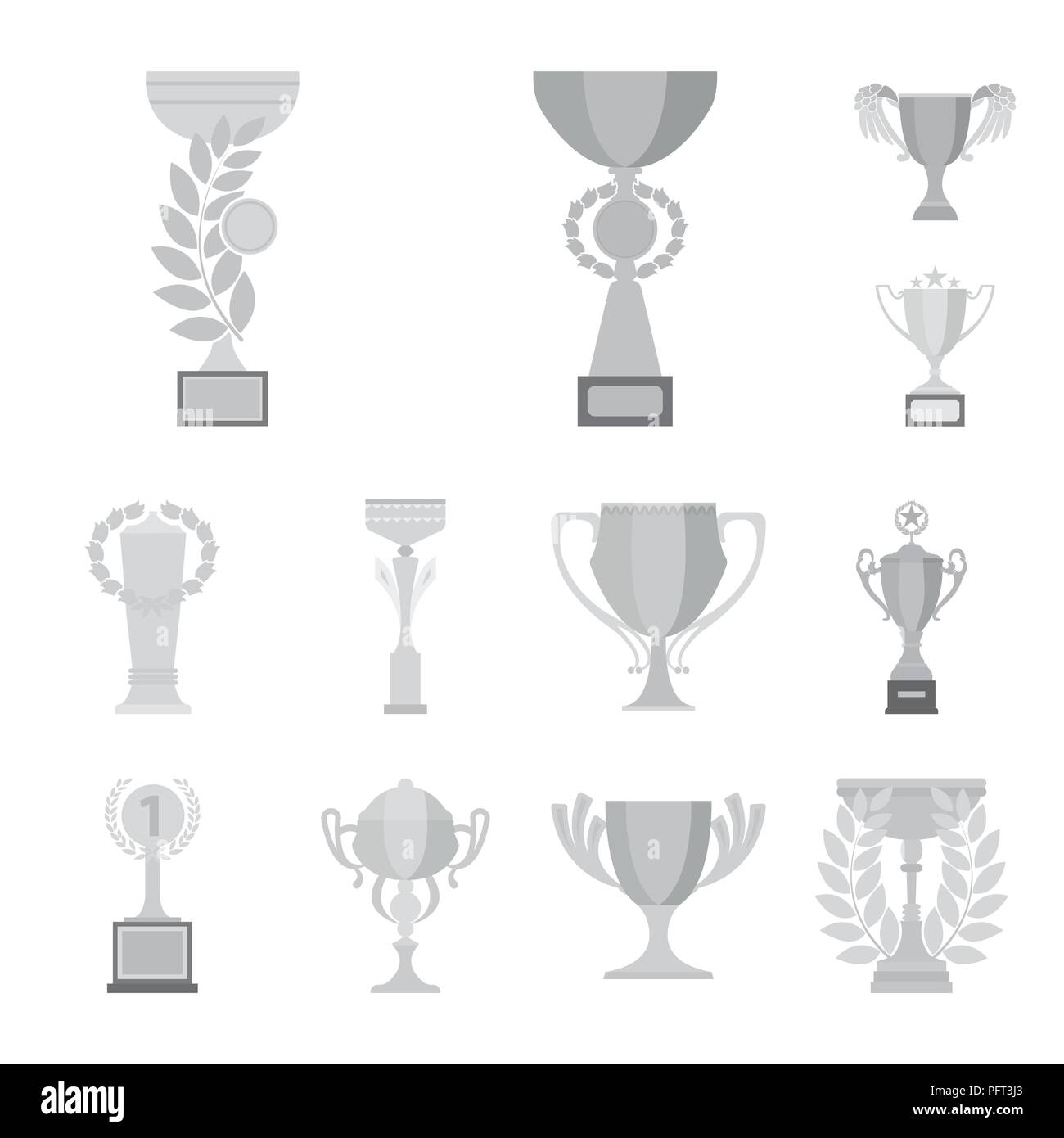 Gold Cup monochrome icons in set collection for design. Winners Cup ...