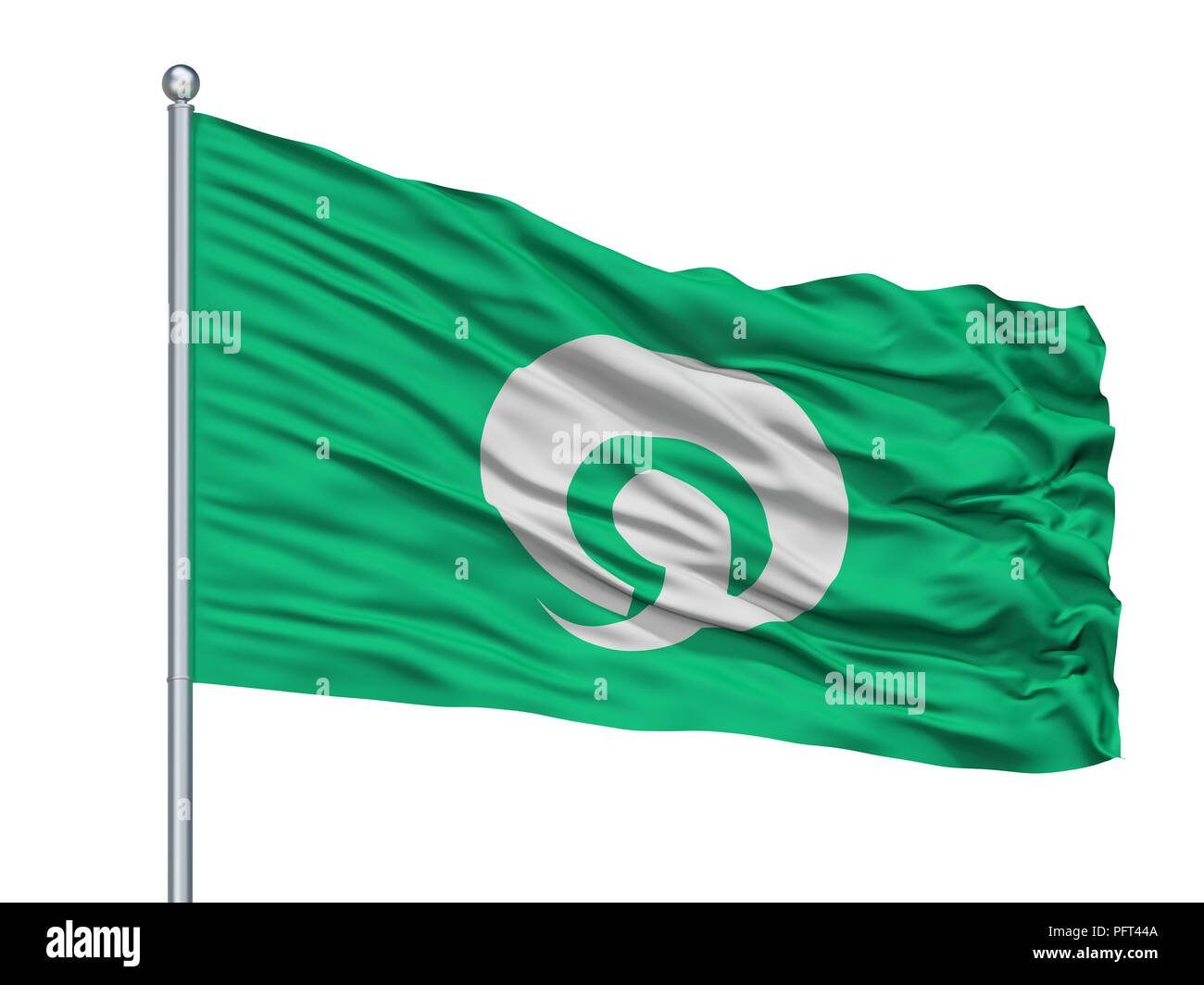 Abiko City Flag On Flagpole, Japan, Chiba Prefecture, Isolated On White ...