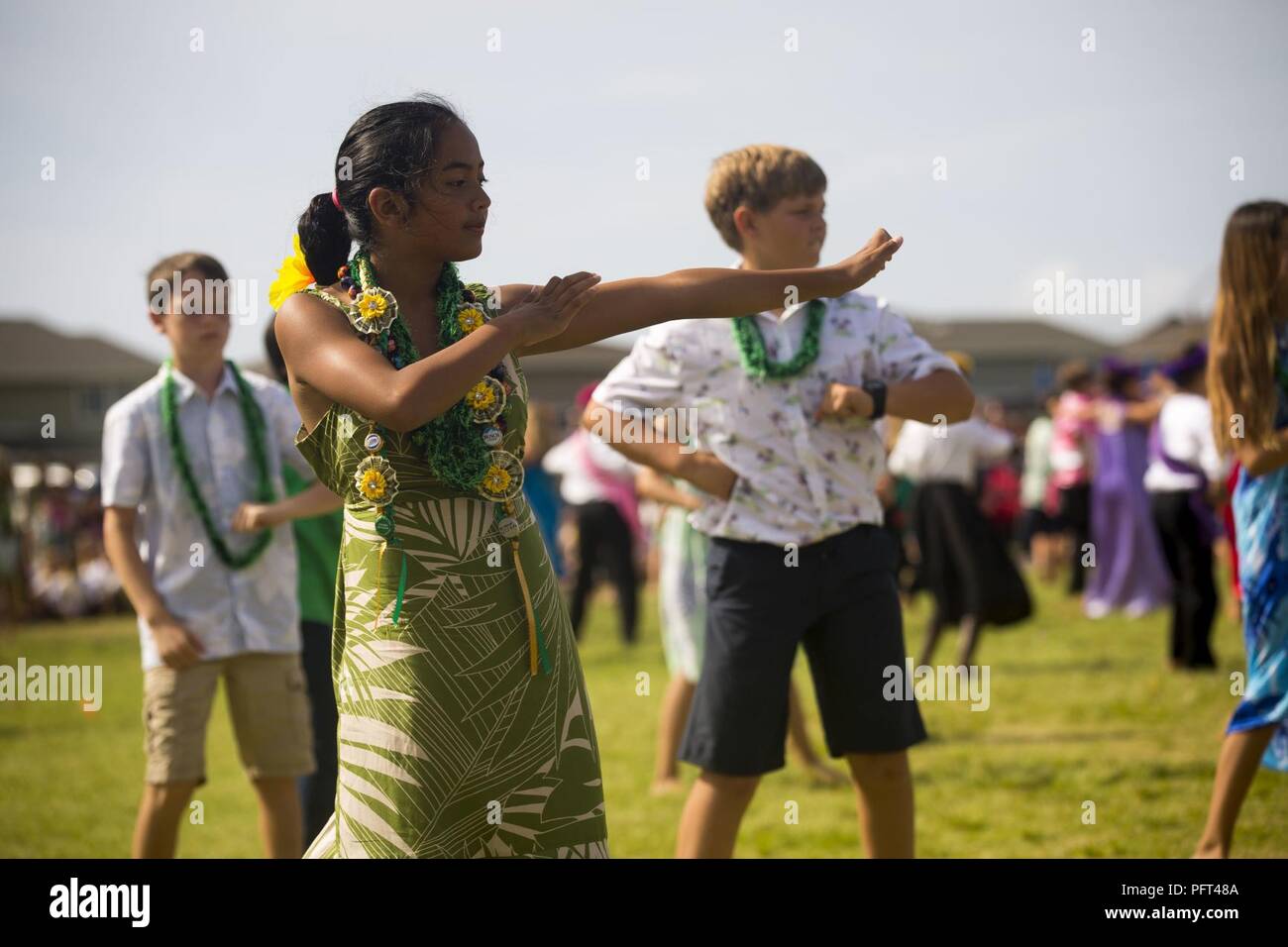 A fifth grader from Mokapu Elementary School, performs a traditional ...