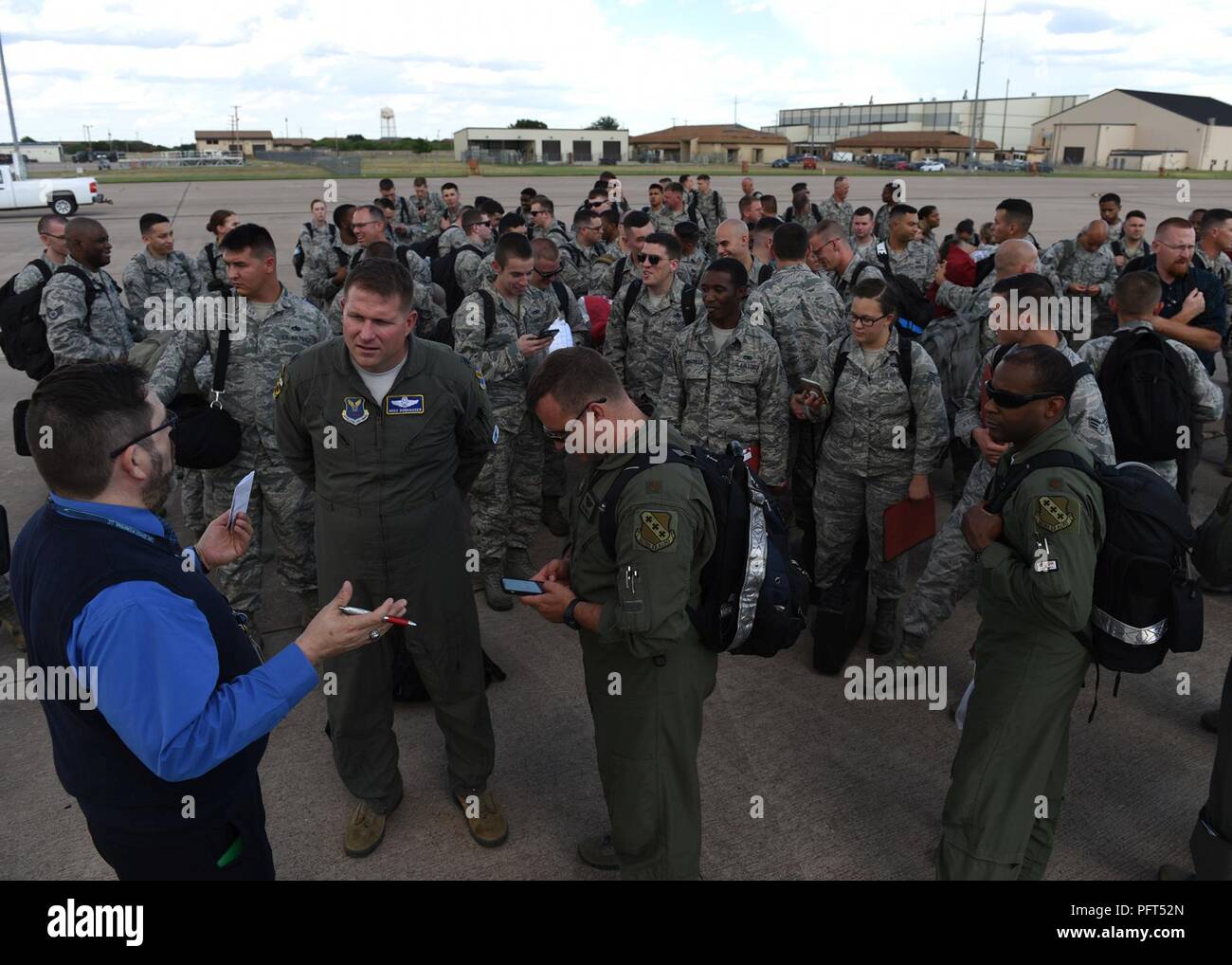 U.S. Air Force Airmen assigned to the 345th Expeditionary Bomb Squadron ...