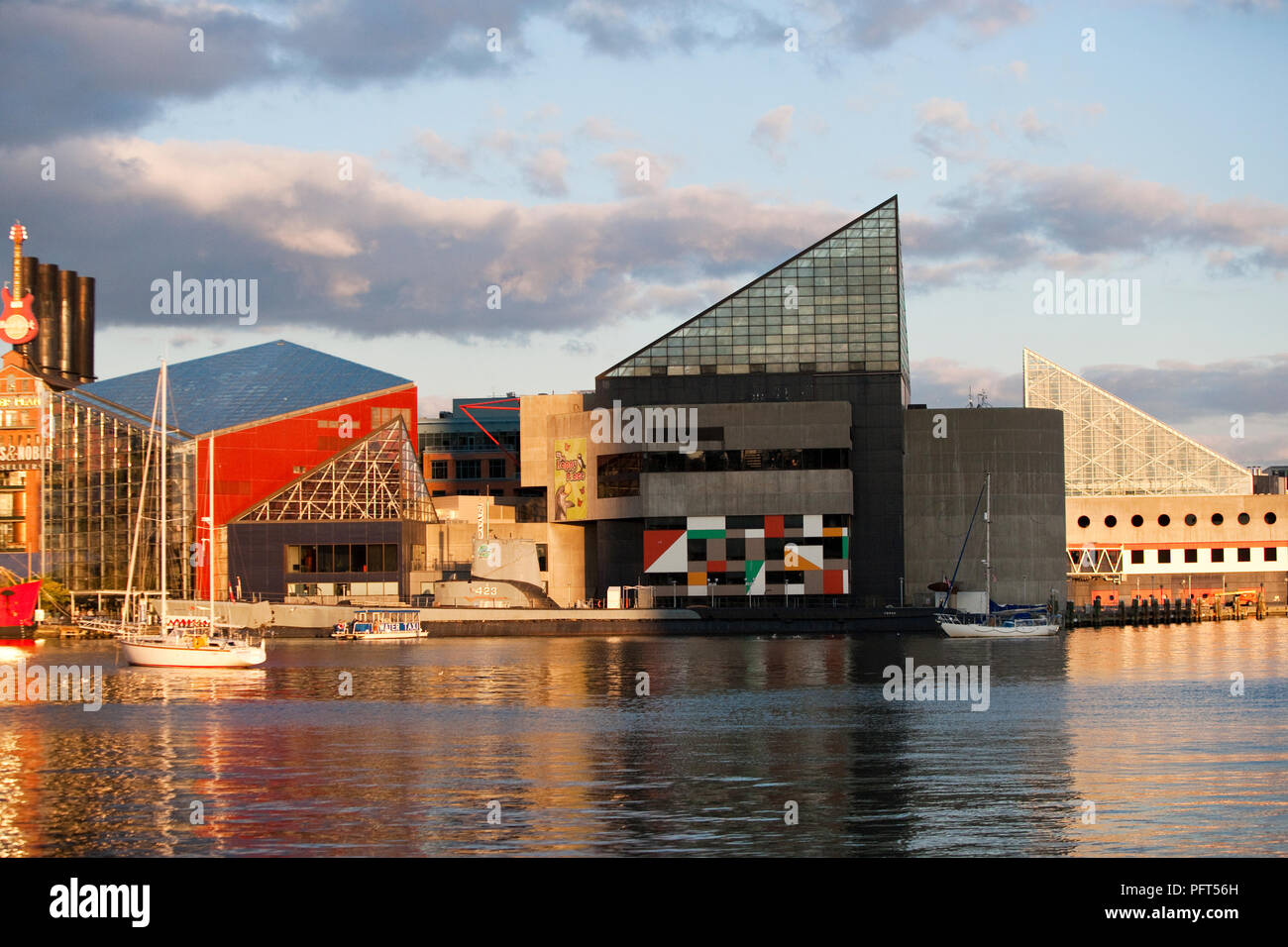 USA, Maryland, Baltimore, Inner Harbor, waterfront buildings Stock ...