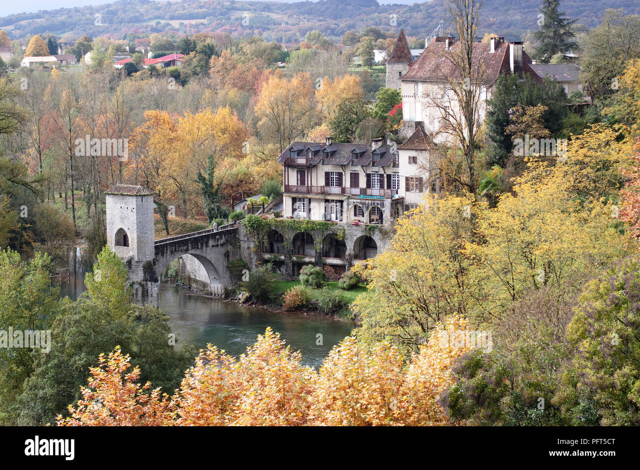 France, Aquitaine, Pyrenees-Atlantiques, Sauveterre-de-Bearn, Bridge of ...