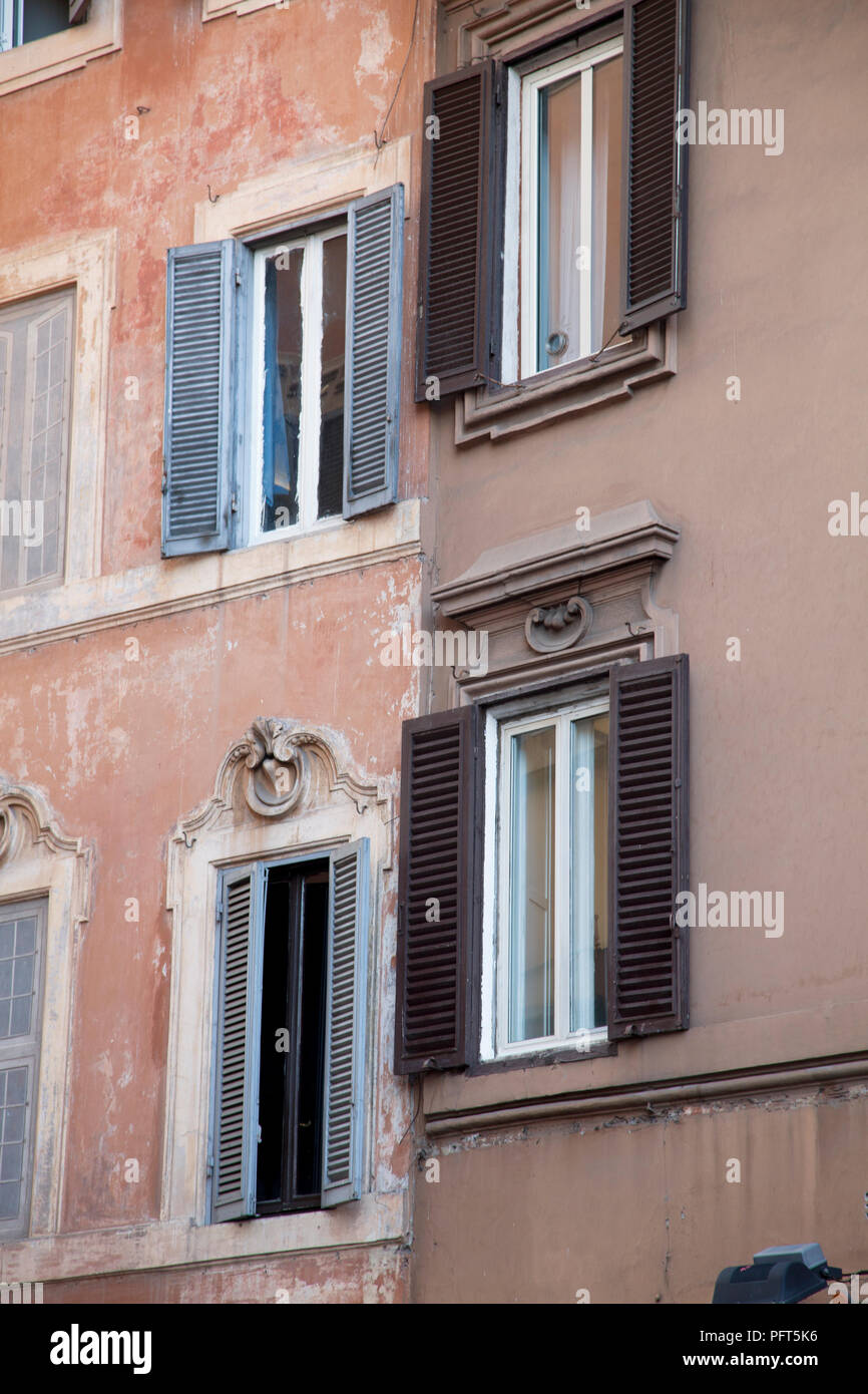 Italy, Rome, Piazza San Lorenzo, old shuttered buildings, close-up ...