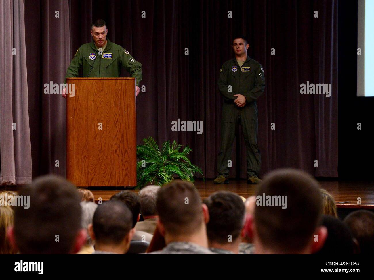 Col. Douglas Gosney, 14th Flying Training Wing commander, speaks to the ...