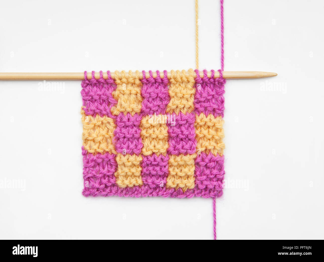 Example of garter stitch, fair isle technique Stock Photo - Alamy