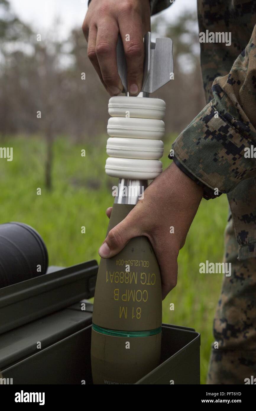 A U.S. Marine Corps mortarman with 1st Battalion, 2nd Marine Regiment ...