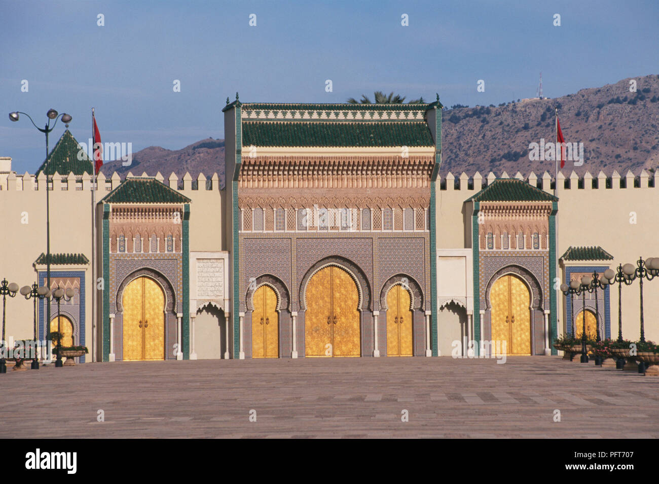 Morocco, Fes Jdid, Dar el-Makhzen (Royal Palace), gateway with ...