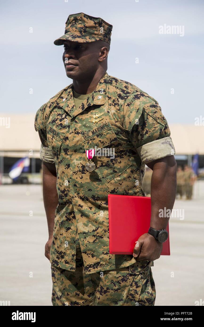 U.S. Marine Corps Lt. Col. Jabari J. Reneau, outgoing commanding ...