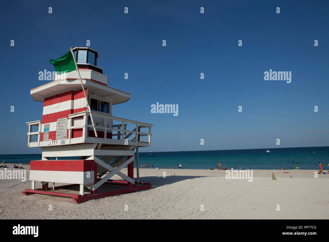 USA, State of Florida, Miami city, South Pointe Park, lifeguard station ...