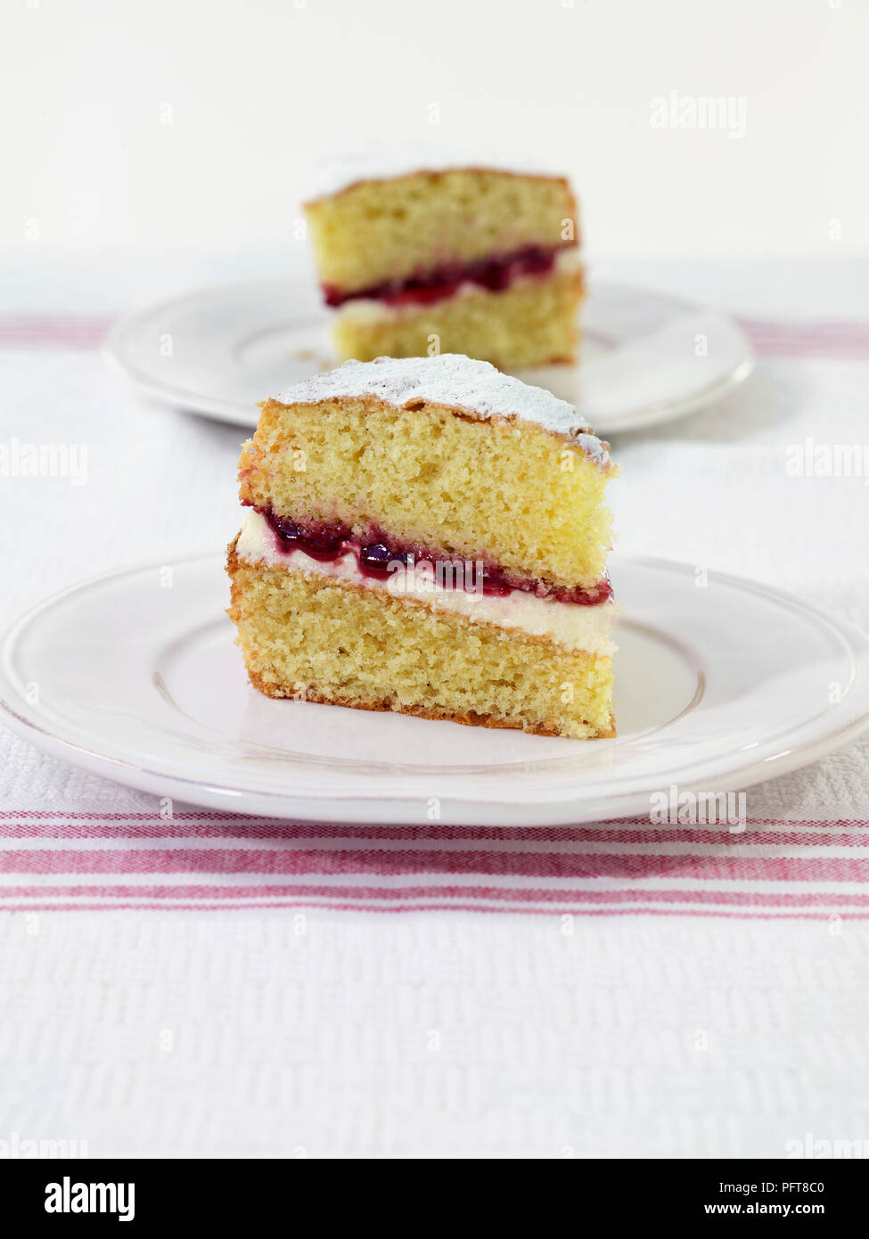 Slices of Victoria sponge cake served on dessert plate Stock Photo - Alamy