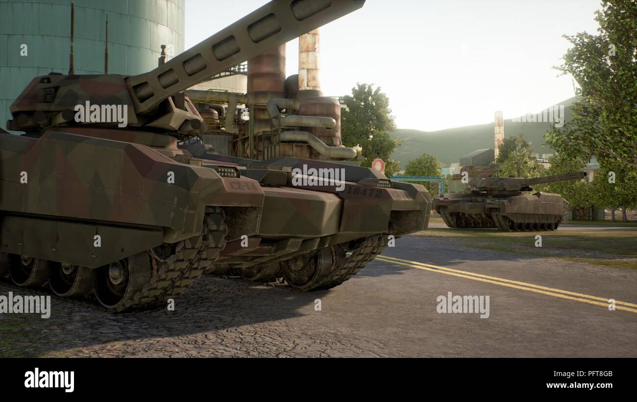 Enemy Czervenian Kodiak main battle tanks take up forward positions to ...