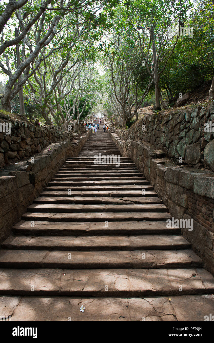 Sri Lanka, North Central Province, Anuradhapura, Mihintale, steps ...