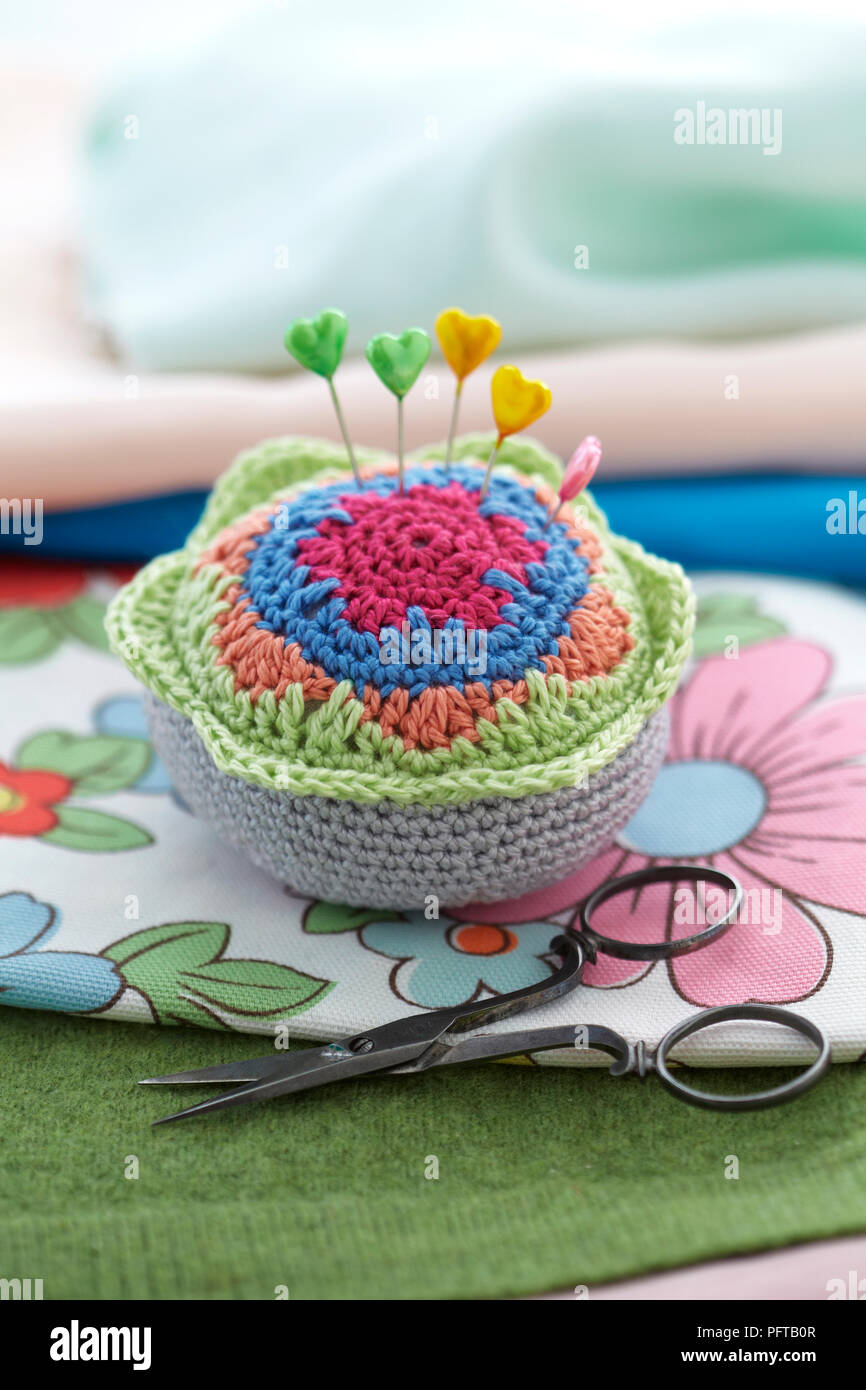 Crocheted pin cushion Stock Photo - Alamy
