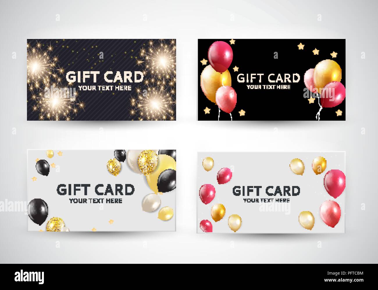 Gift Card Template with Balloons Vector Illustration Stock Vector Image ...
