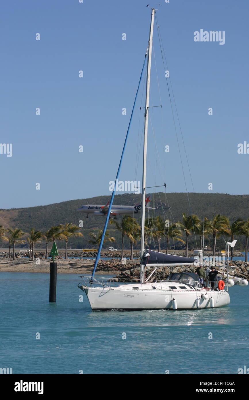 Yacht, Carinya, entering Hamilton Island Marina in preparation for ...