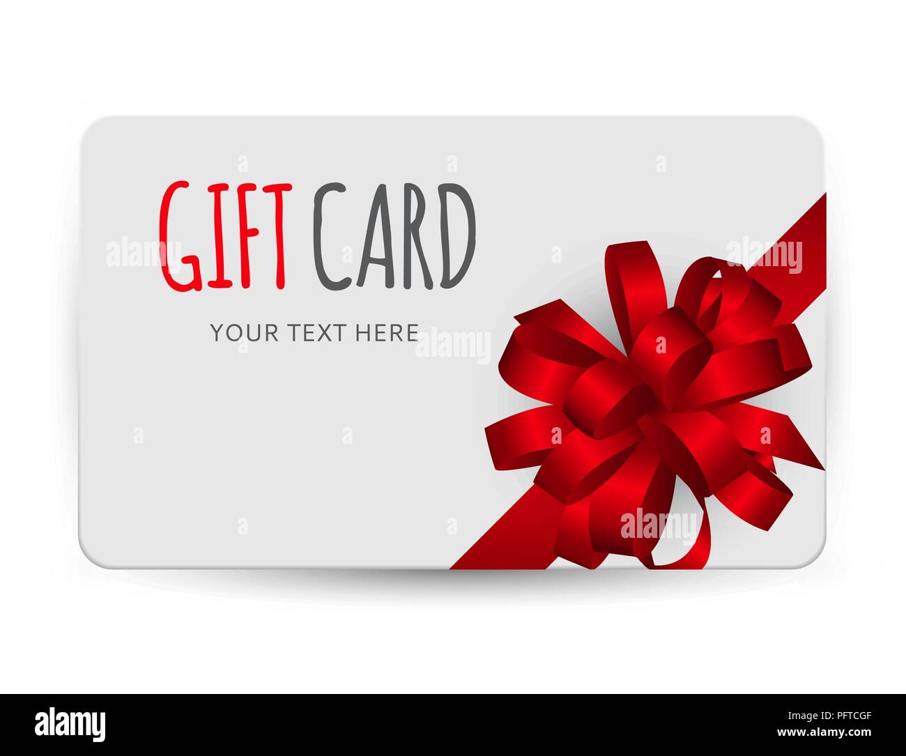 Gift Card Template with Bow and Ribbon Vector Illustration Stock Vector ...