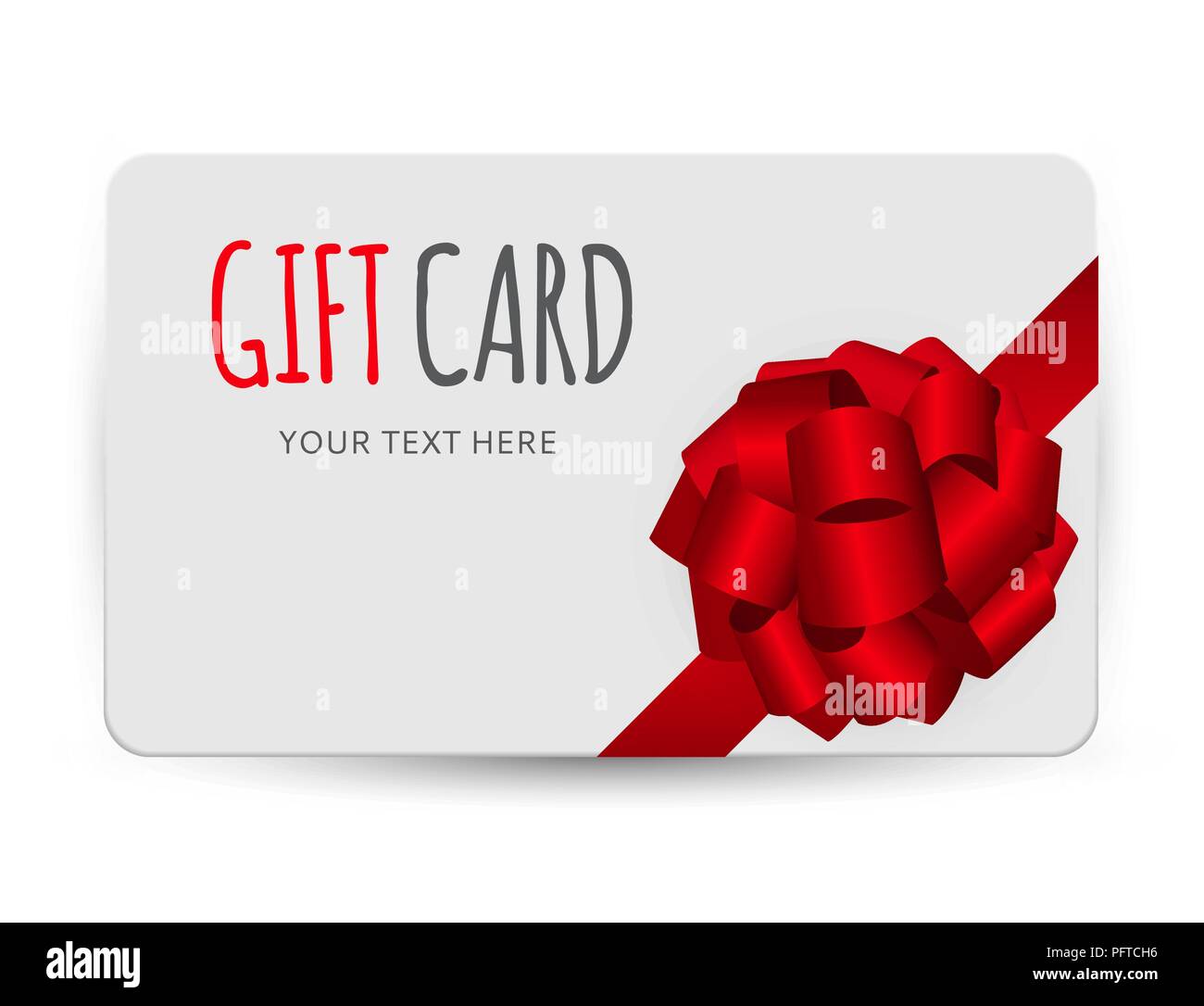 Gift Card Template with Bow and Ribbon Vector Illustration Stock Vector ...
