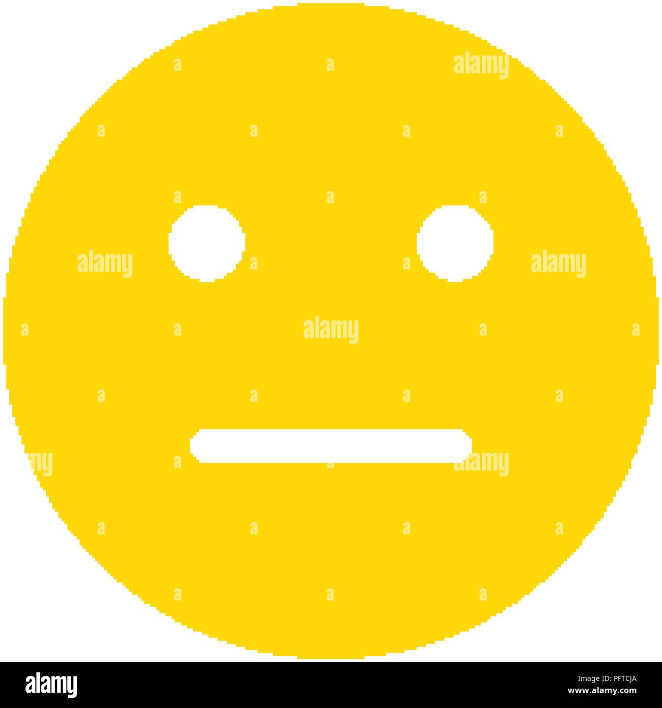 Neutral emoji anthropomorphic face. Yellow smile isolated on a white ...