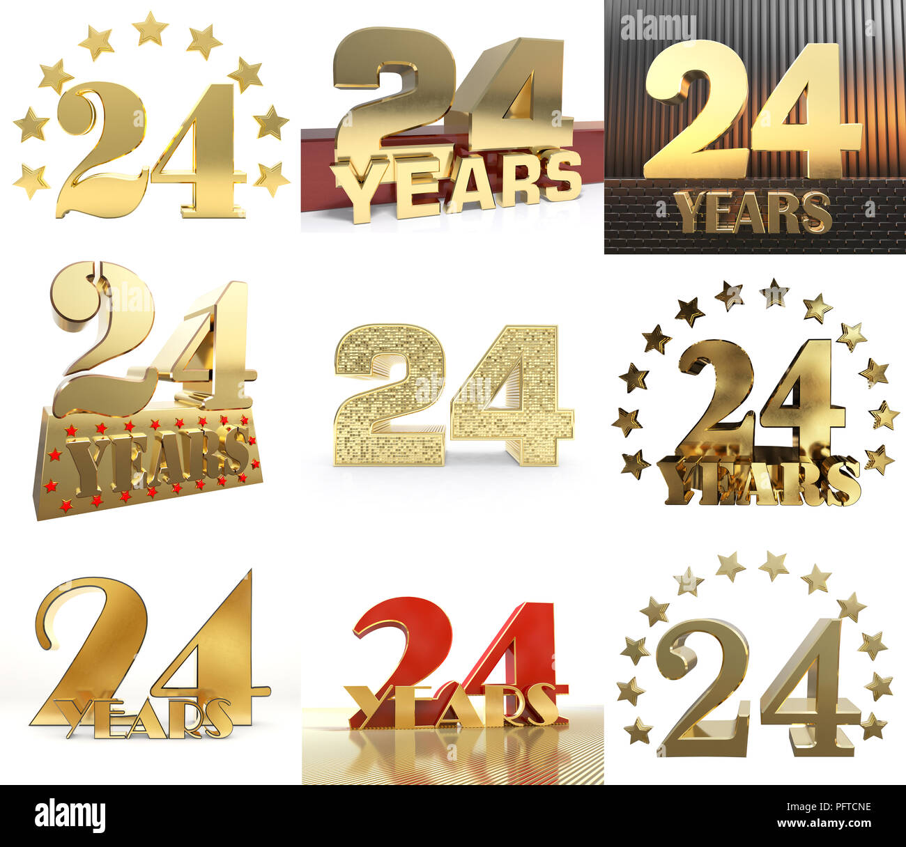 Set of number twenty four year (24 year) celebration design ...