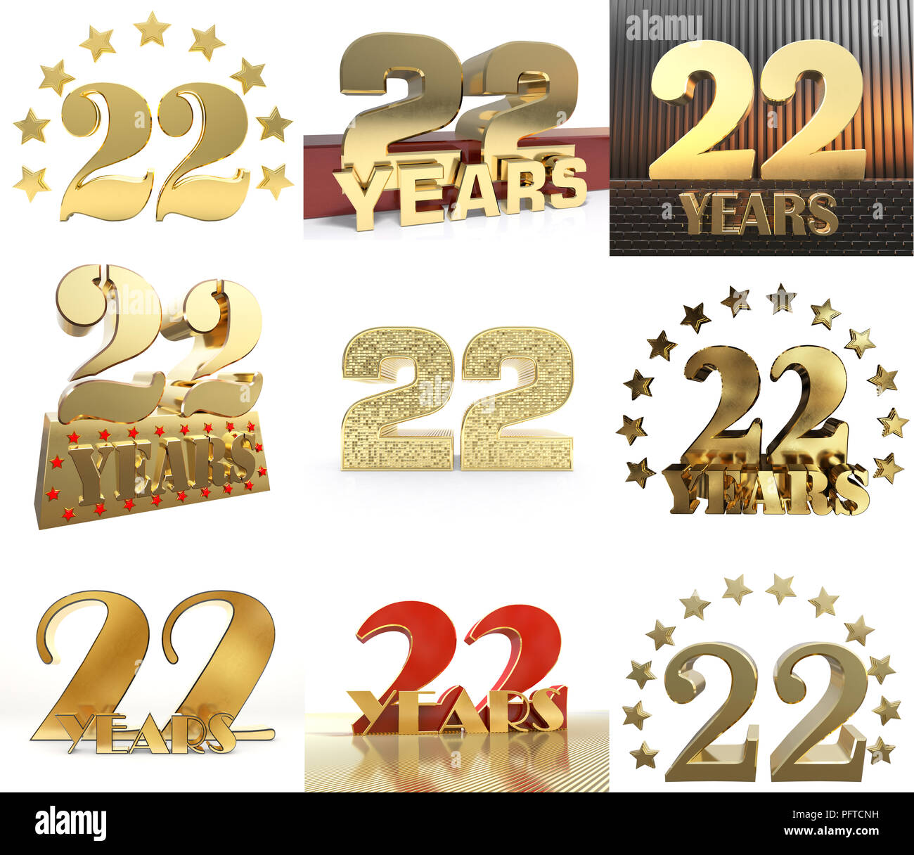 Set of number twenty two year (22 year) celebration design. Anniversary ...