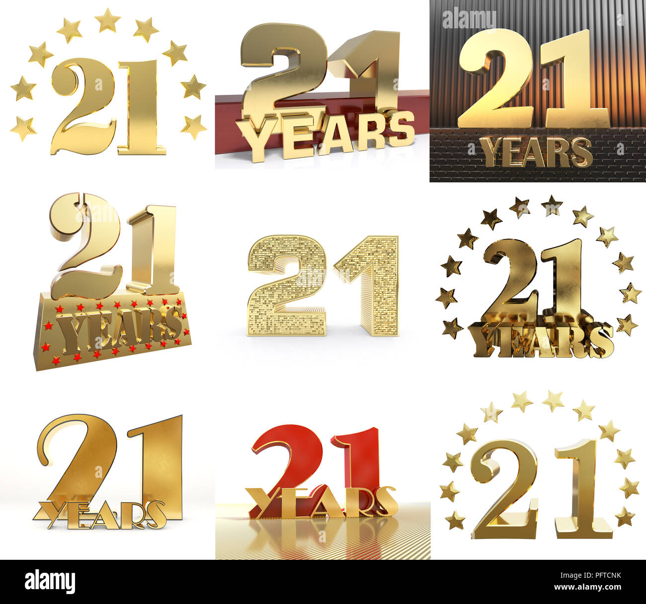 Set of number twenty one year (21 year) celebration design. Anniversary ...