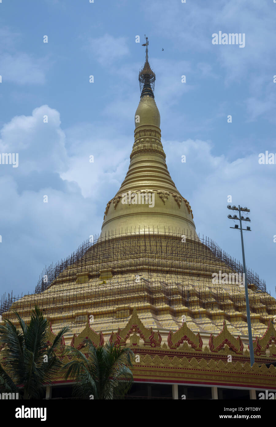 Top of beautiful pagoda temple is in under construction and repairing ...