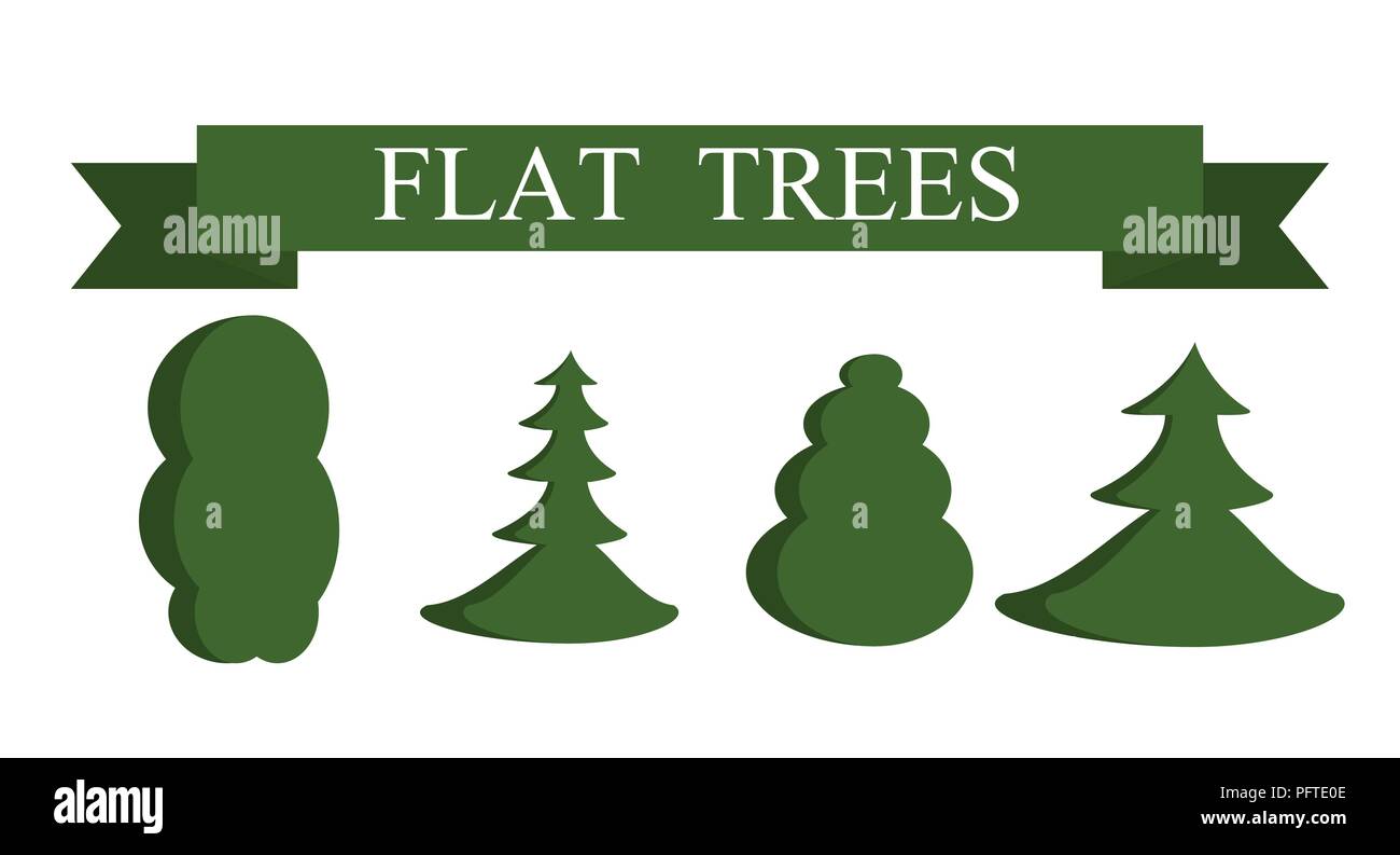Paper Trendy Flat Trees Set Vector Illustration Stock Vector Image ...