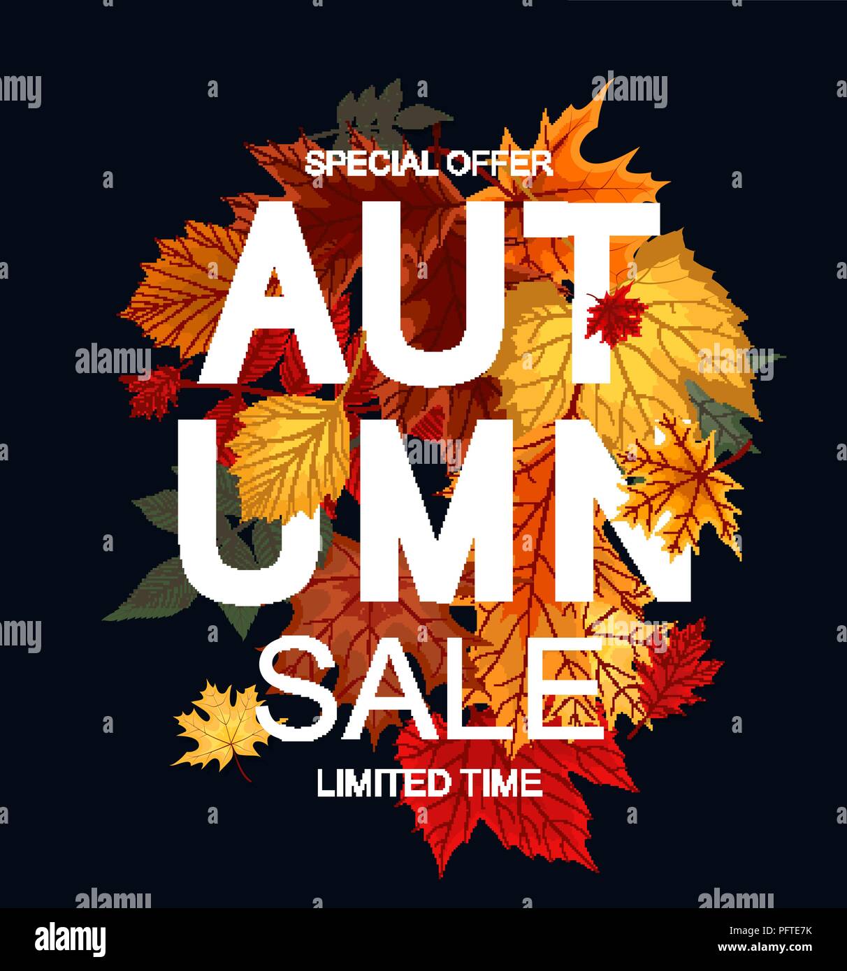 Abstract Vector Illustration Autumn Sale Background with Falling Autumn ...