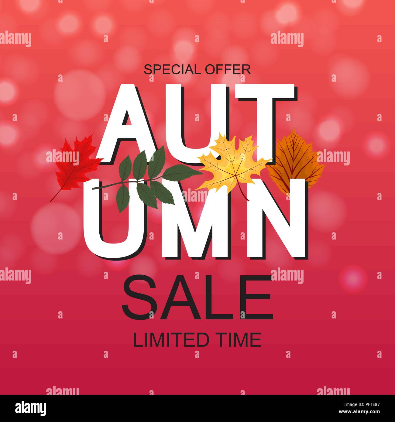 Abstract Vector Illustration Autumn Sale Background with Falling Autumn ...
