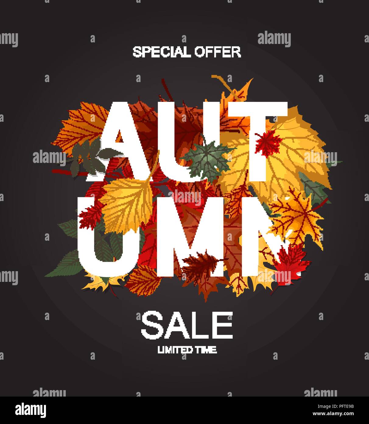 Abstract Vector Illustration Autumn Sale Background with Falling Autumn ...