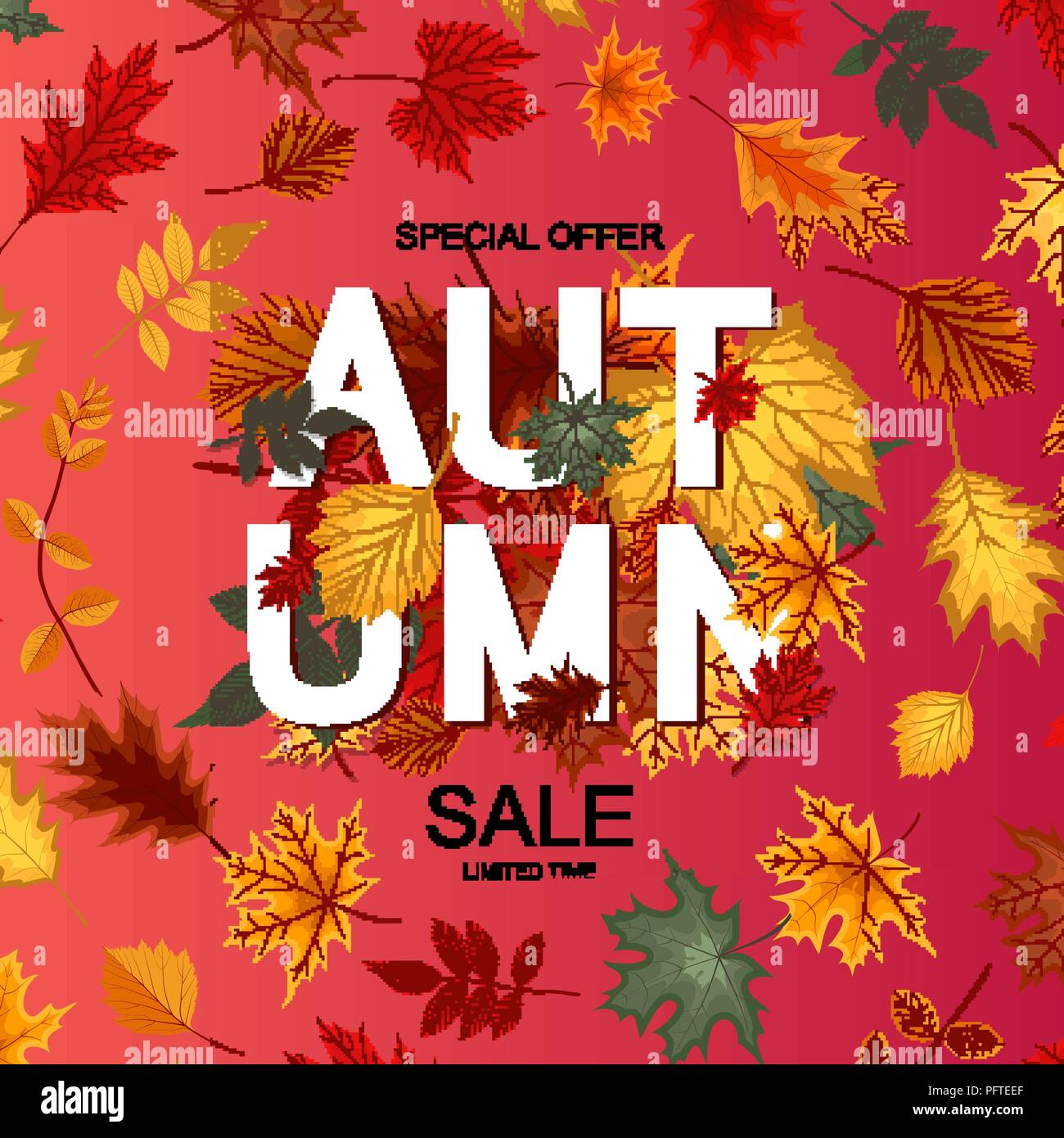 Abstract Vector Illustration Autumn Sale Background with Falling Autumn ...