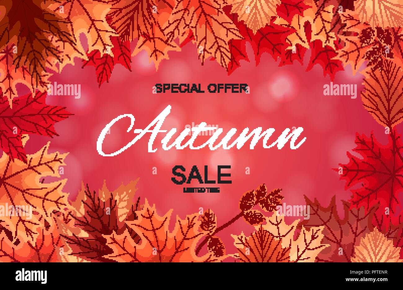 Abstract Vector Illustration Autumn Sale Background with Falling Autumn ...