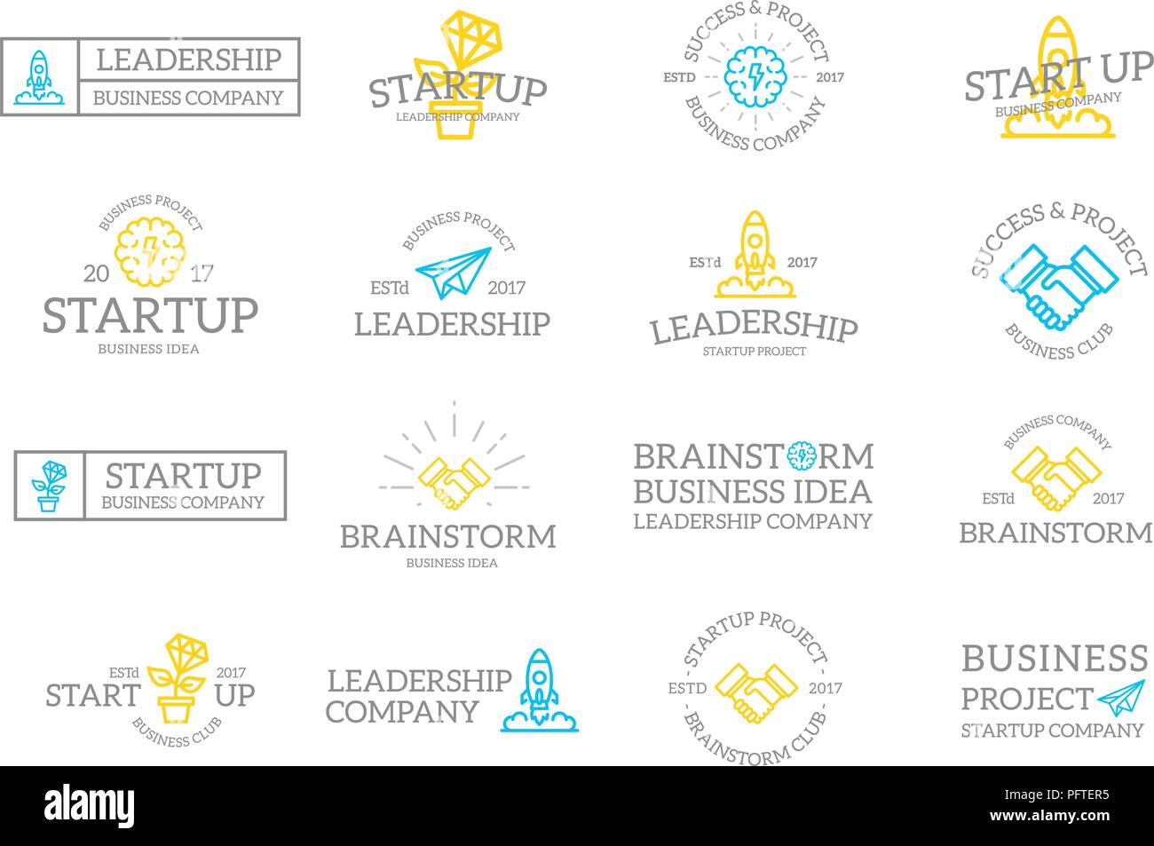 Set of retro vintage startup and business logo or insignia, emblems ...