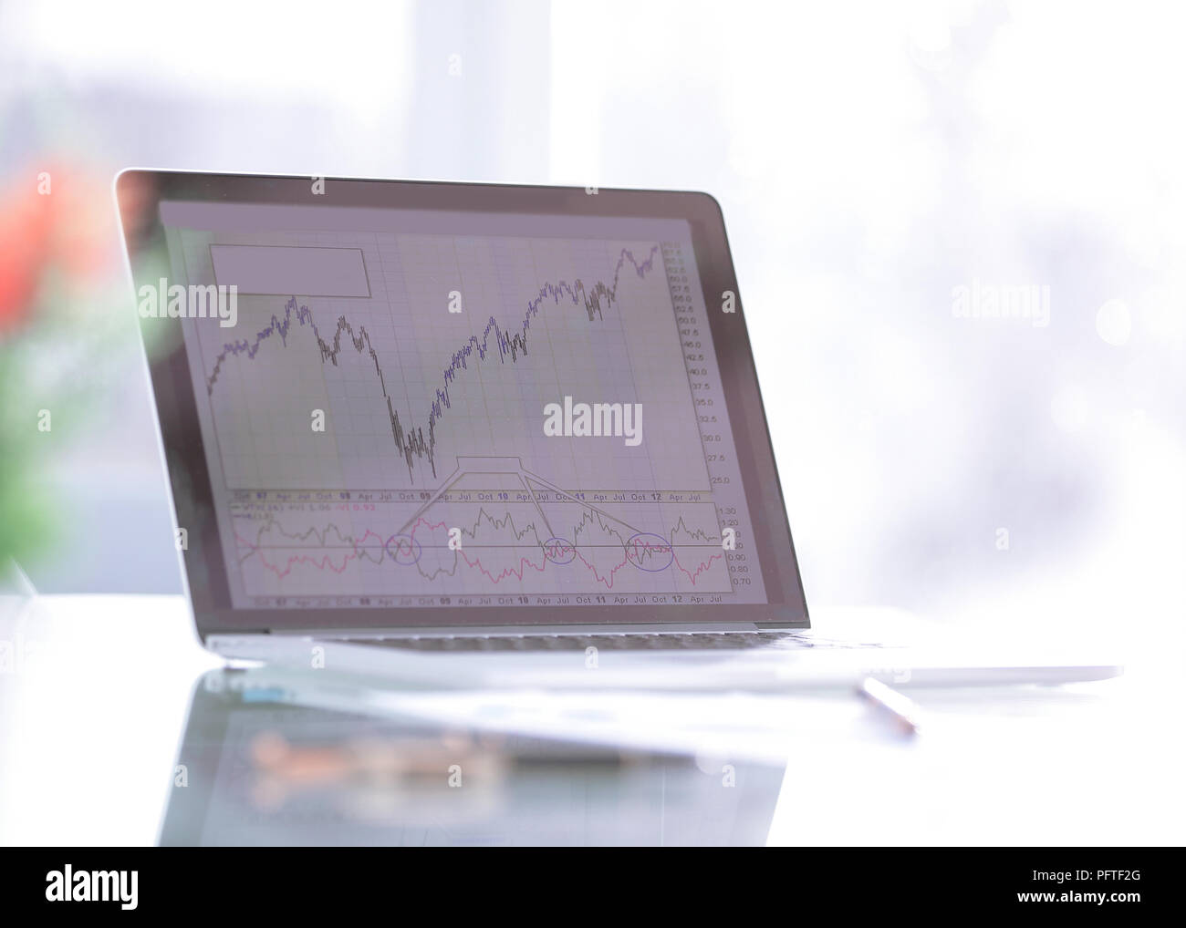 Close up laptop monitor graphs hi-res stock photography and images - Alamy