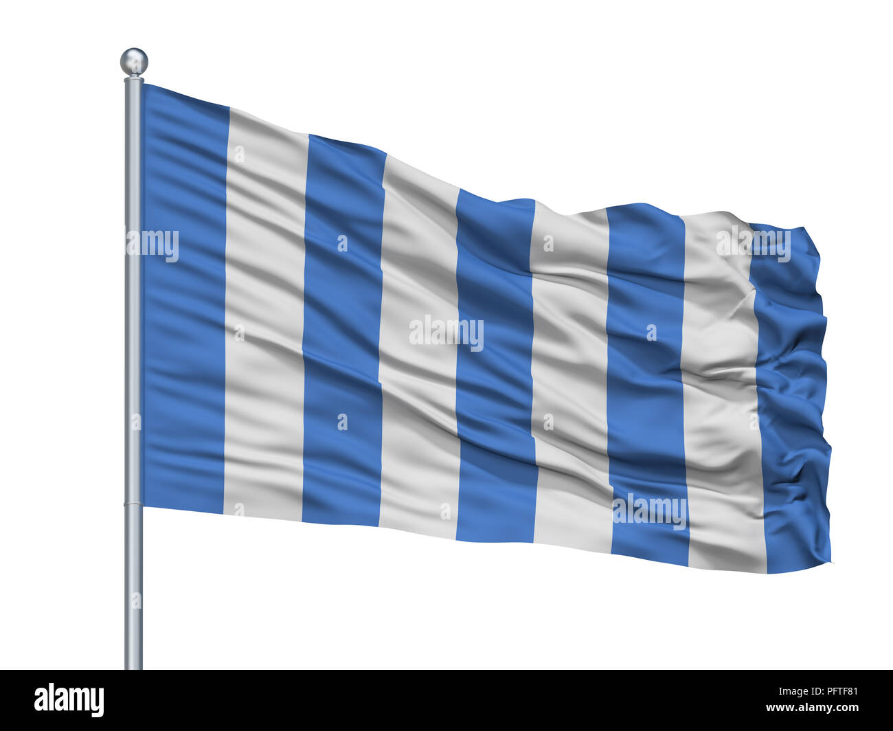 Mar Del Plata City Flag On Flagpole, Argentina, Isolated On White ...