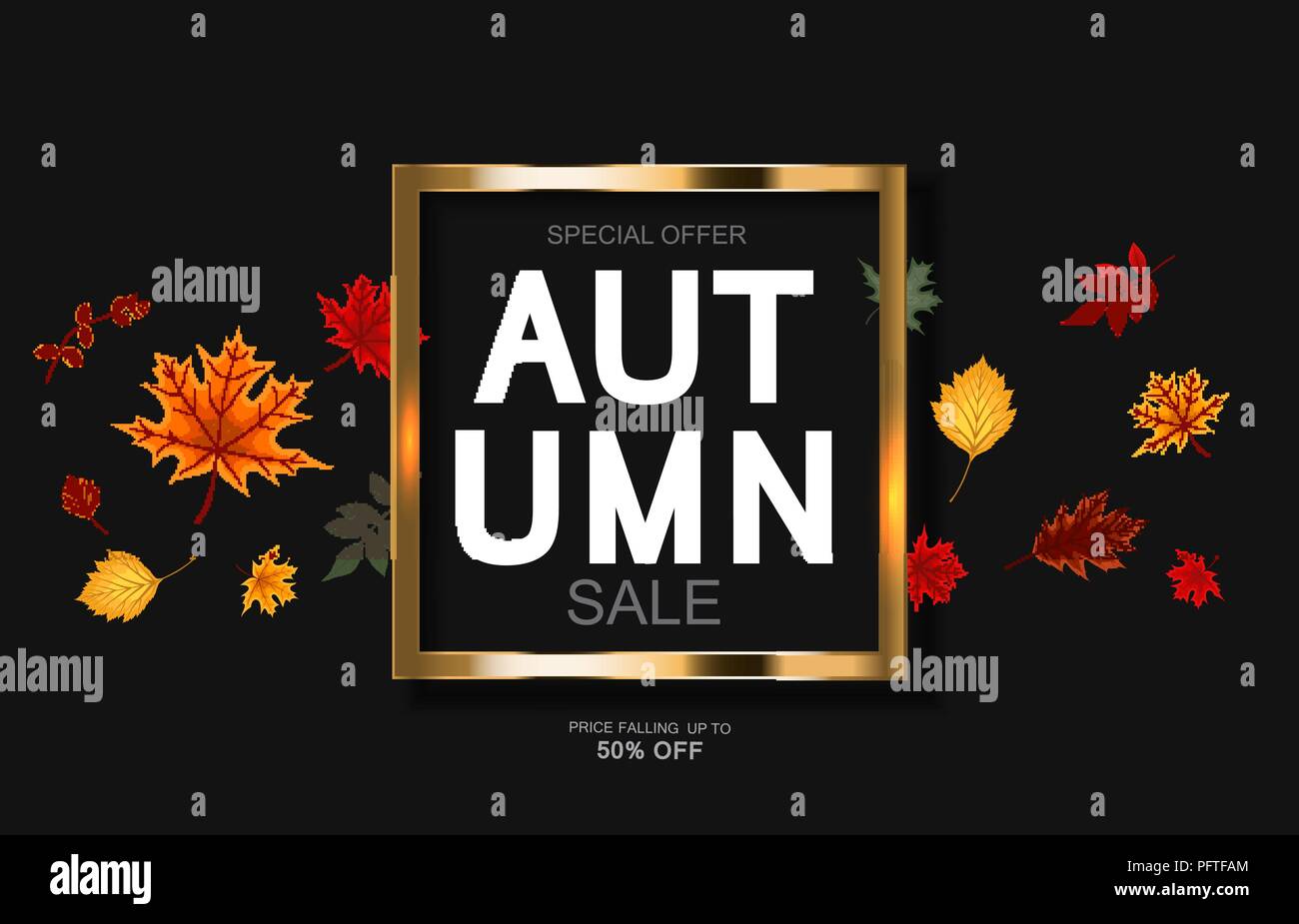 Abstract Vector Illustration Autumn Sale Background with Falling Autumn ...