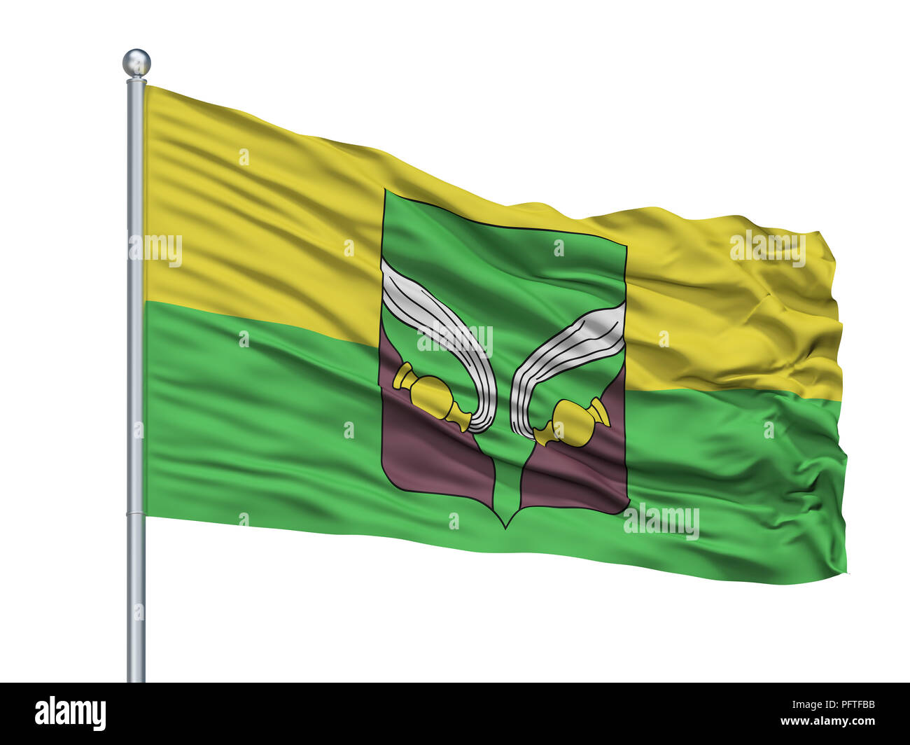 Doksycy Rajon City Flag On Flagpole, Belarus, Isolated On White ...