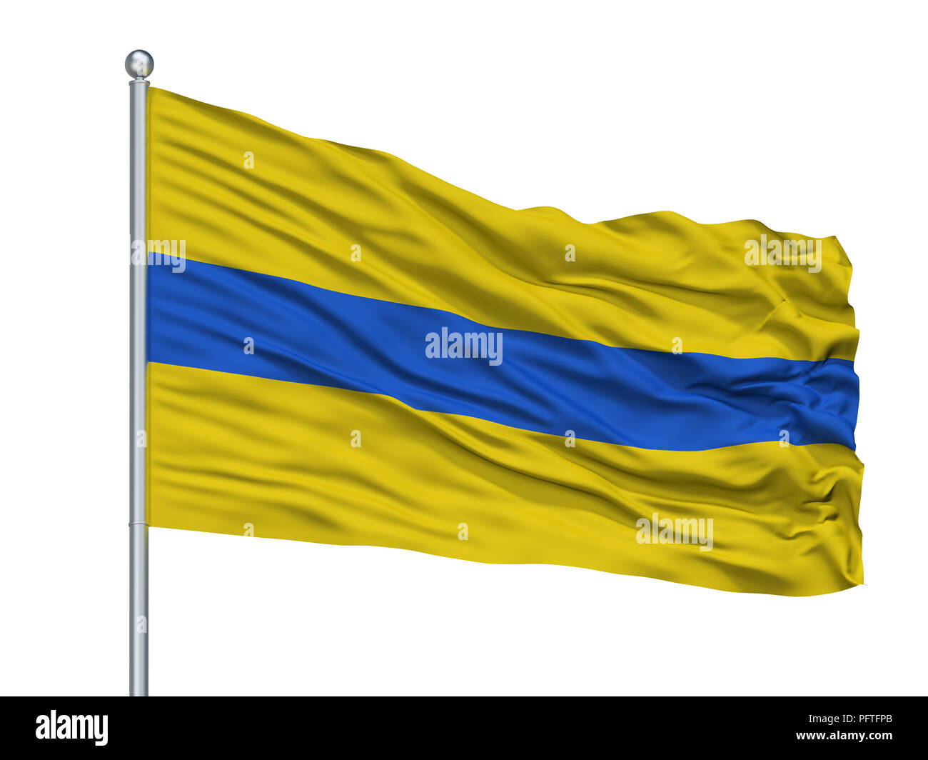 Ottignies Lln City Flag On Flagpole, Belgium, Isolated On White ...