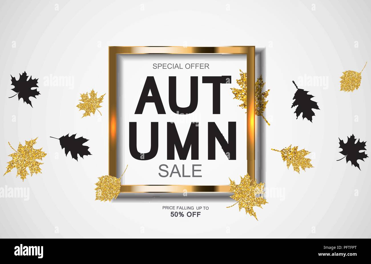 Abstract Vector Illustration Autumn Sale Background with Falling Autumn ...