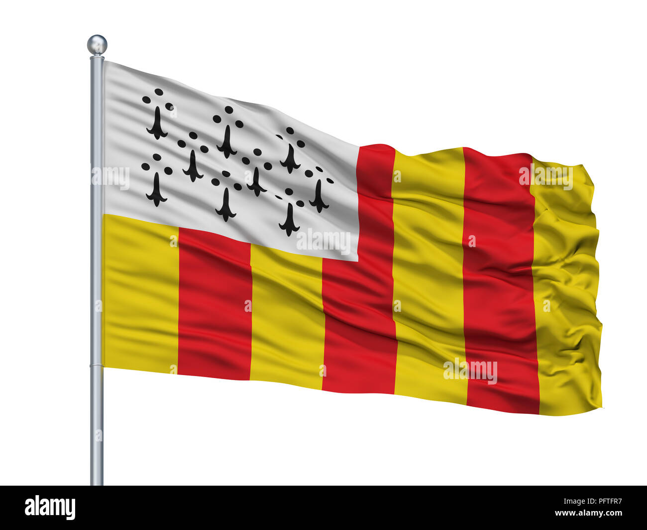 Geel City Flag On Flagpole, Belgium, Isolated On White Background Stock ...