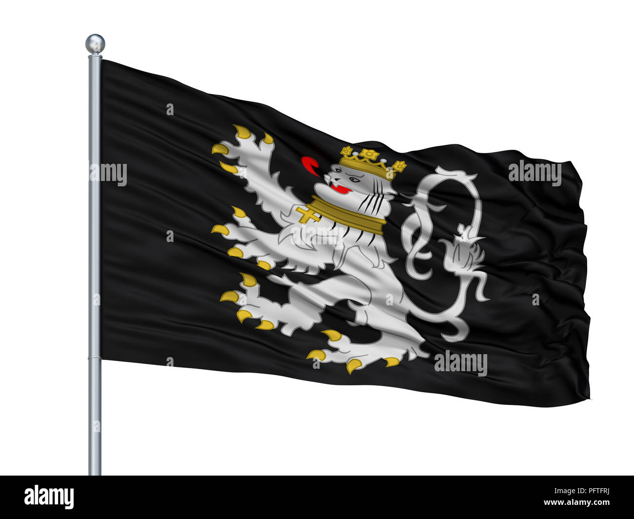 Gent City Flag On Flagpole, Belgium, Isolated On White Background Stock ...